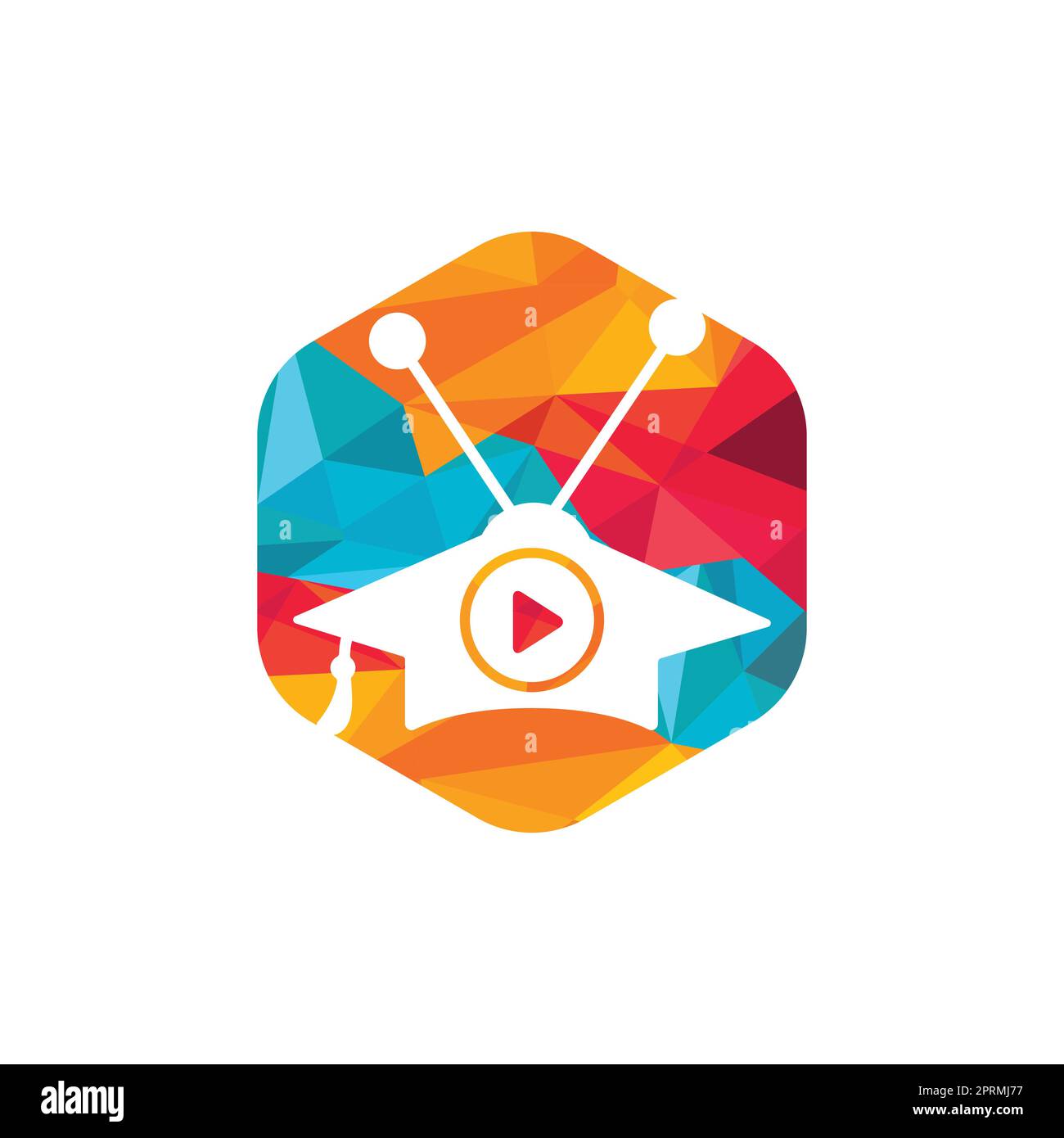 Education video play vector logo design. Graduation cap and play button ...
