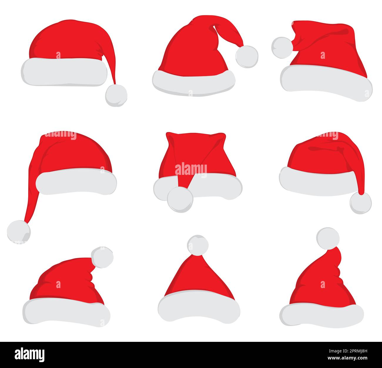 Santa red hat isolated on white. Santa Claus red hat set cut. Santa ...