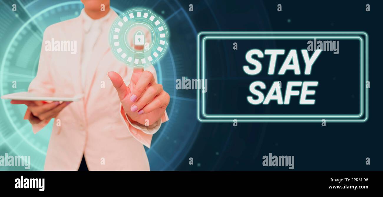 Man showing stay safe board hi-res stock photography and images - Alamy