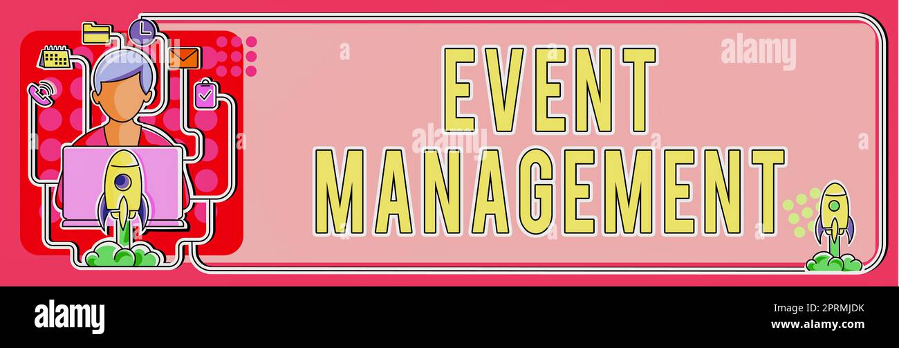 Text showing inspiration Event Management, Word Written on everything ...