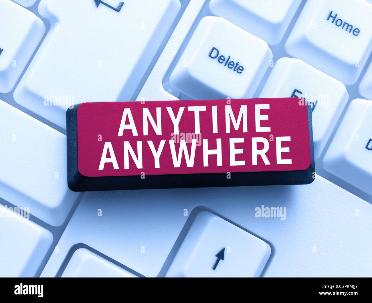 Hand writing sign Anytime Anywhere, Conceptual photo obtainable goal ...