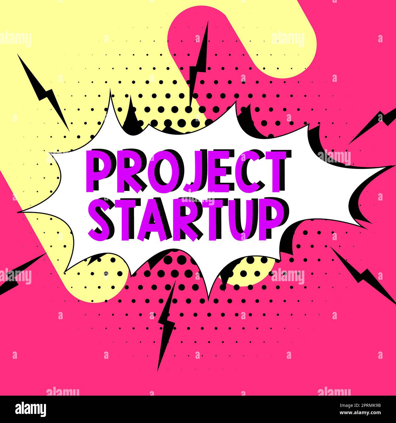Text caption presenting Project Startup, Word Written on the initial ...