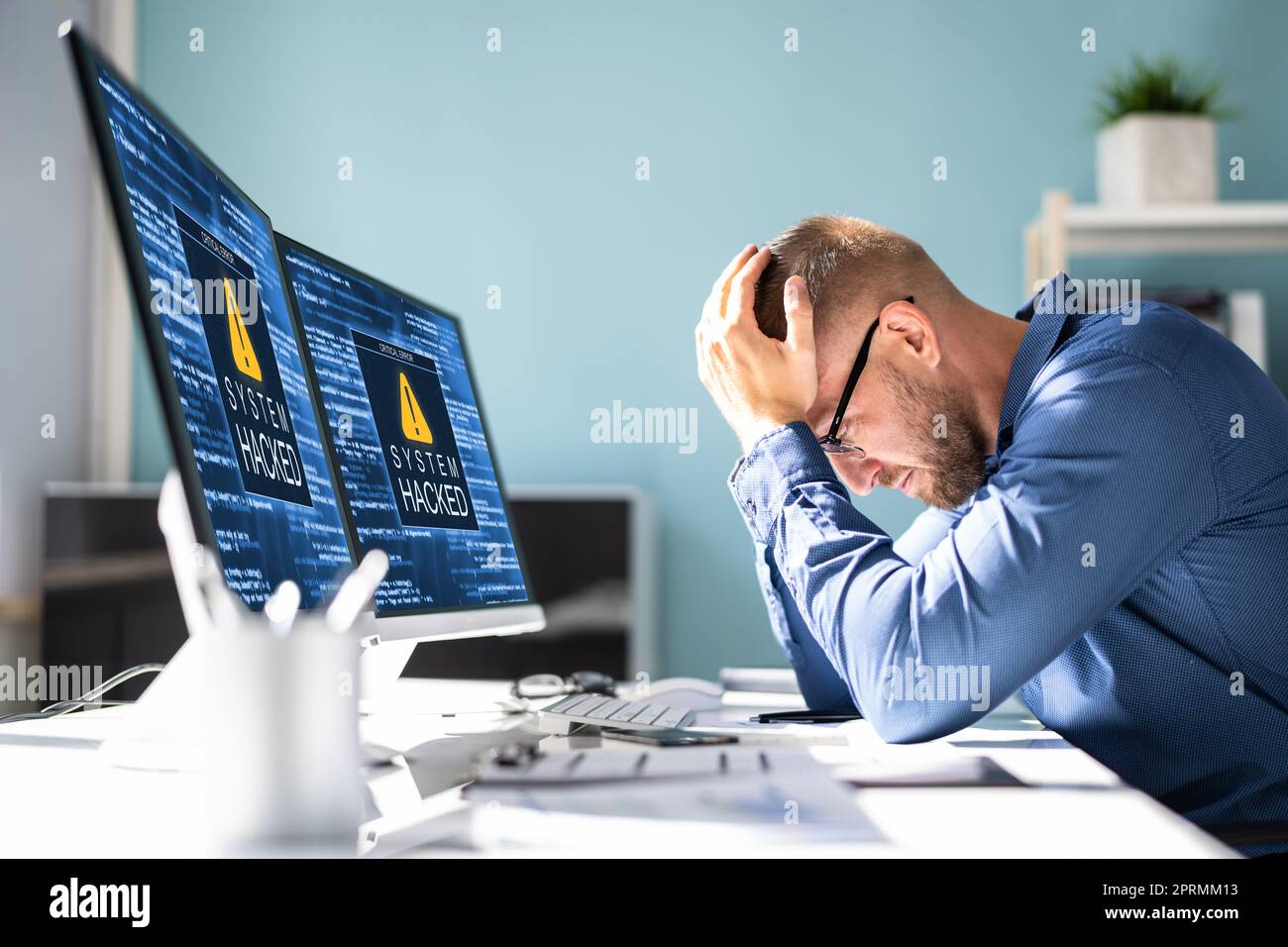 Man computer screen attacks hi-res stock photography and images - Alamy