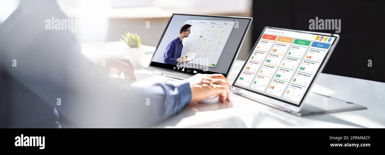 Coaching Lecture And Virtual Remote Training Stock Photo - Alamy