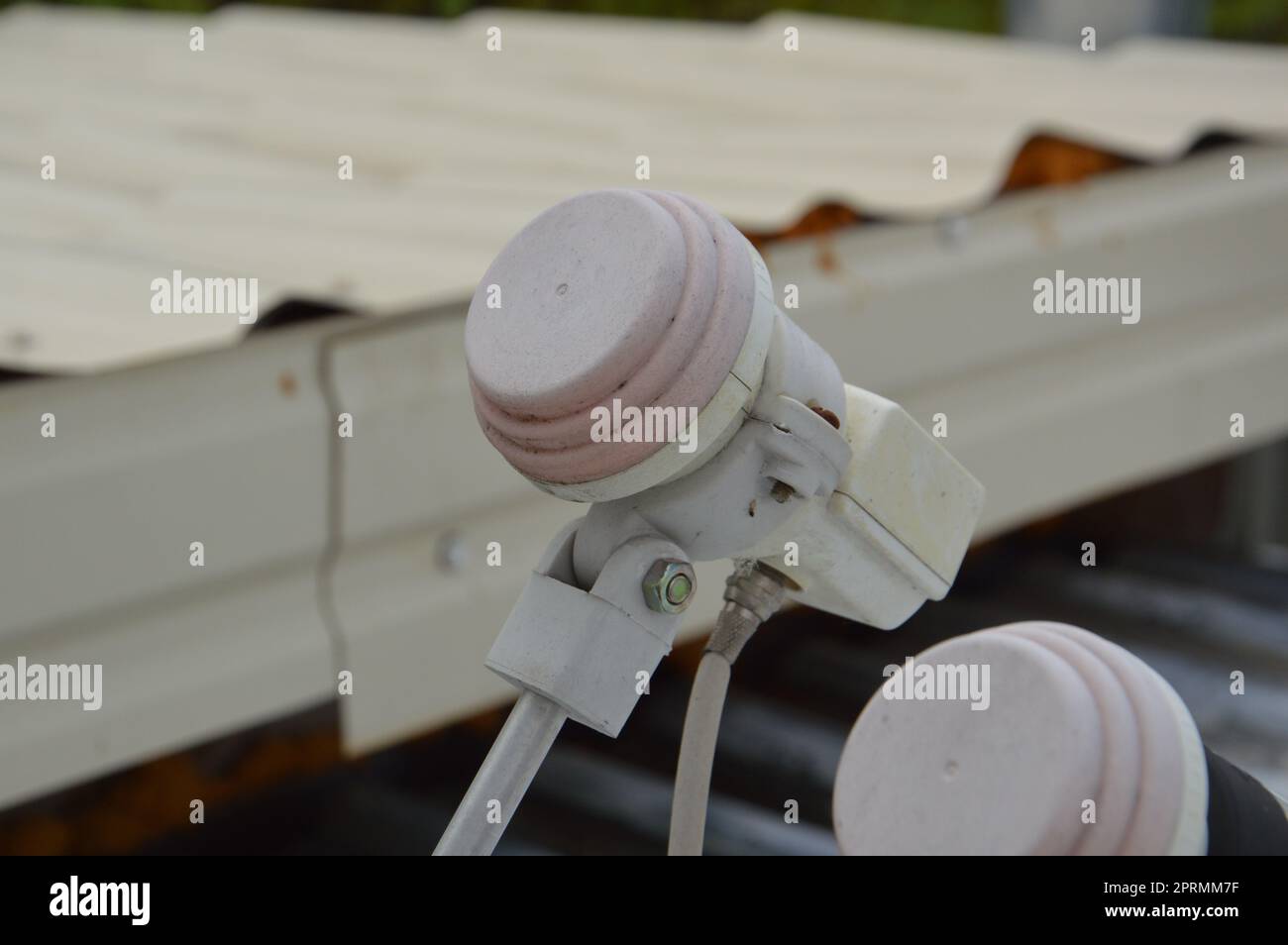 Installation and configuration of a satellite television a dish Stock ...