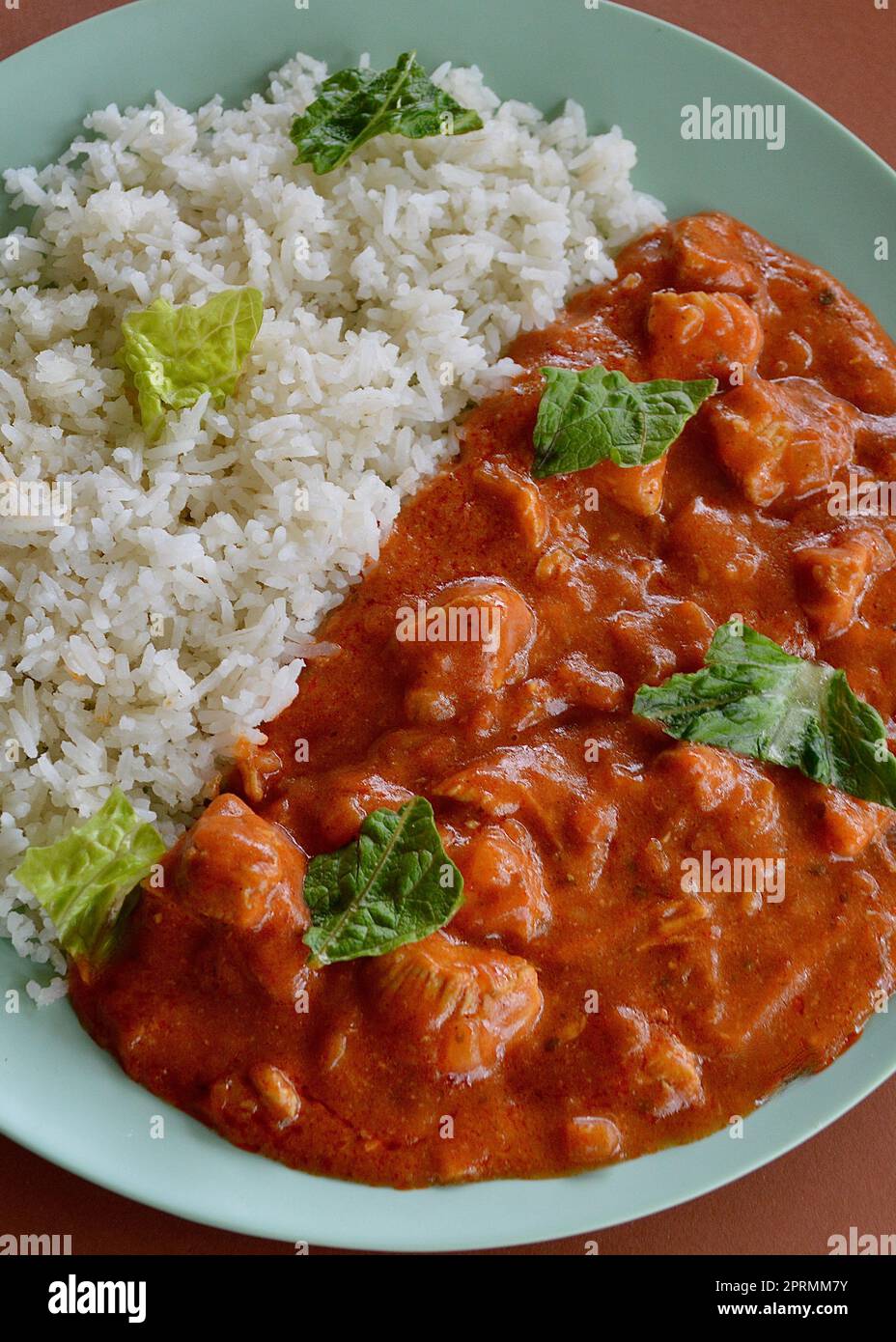 A mild chicken curry with rice Stock Photo - Alamy