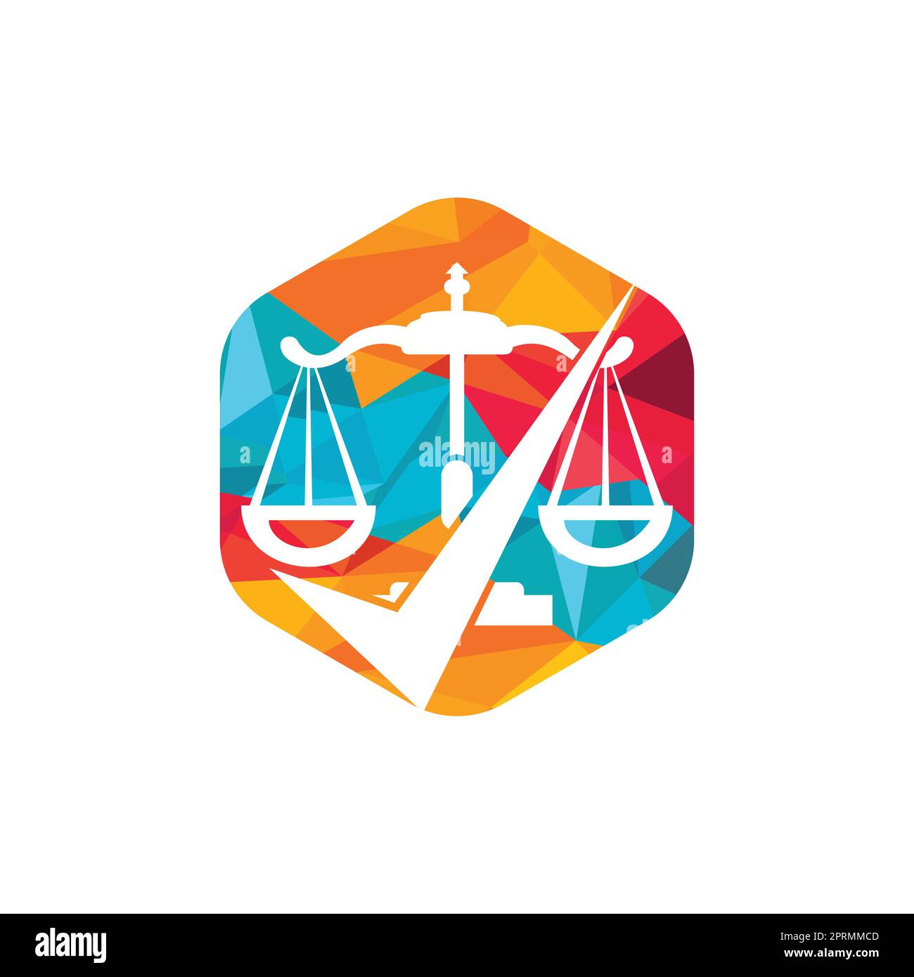 Law firm vector logo design. Law scale with check sign icon vector ...