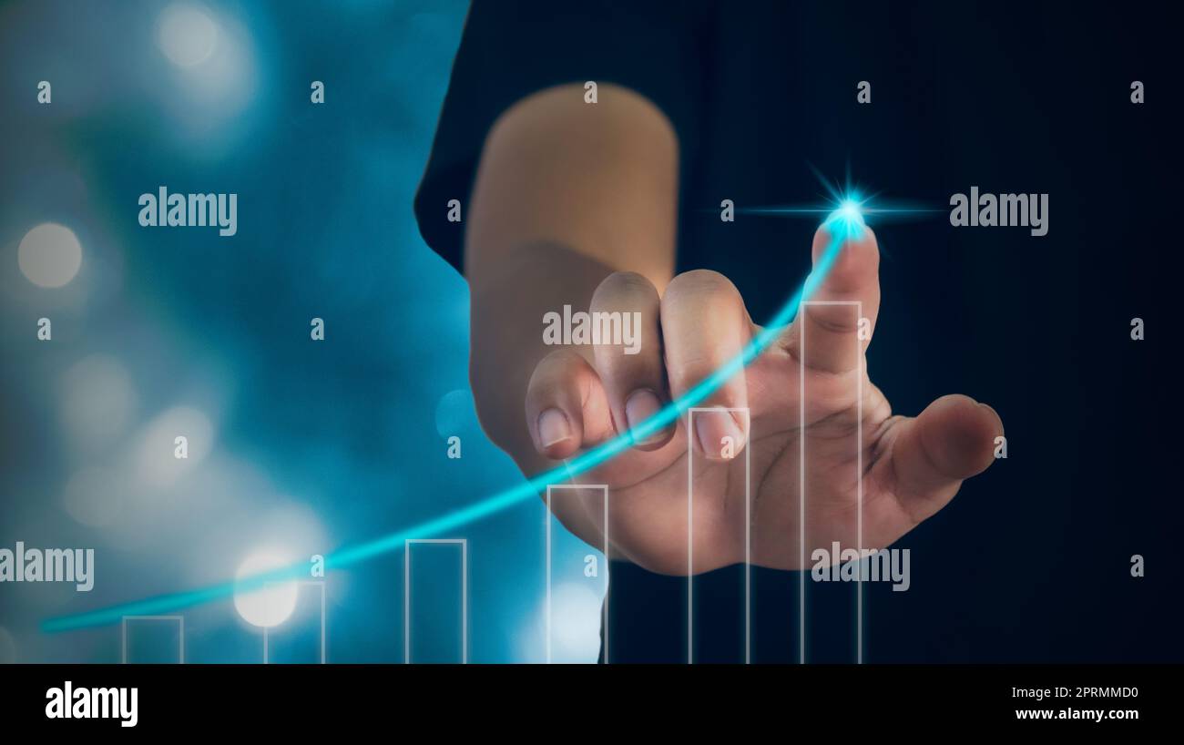 Businessman point increase arrow graph corporate future growth ...