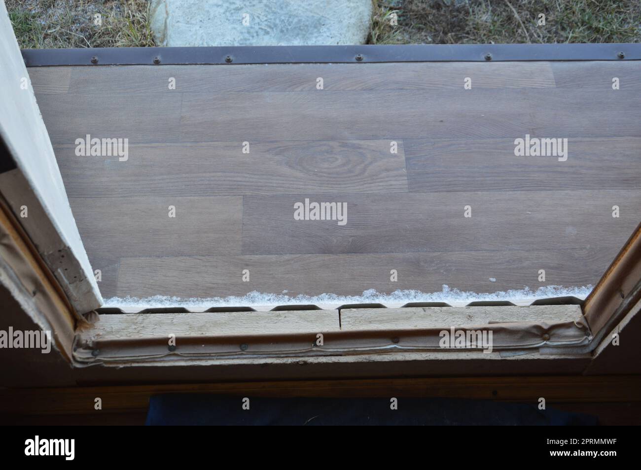 Architectural elements of the building covered with a snow Stock Photo ...