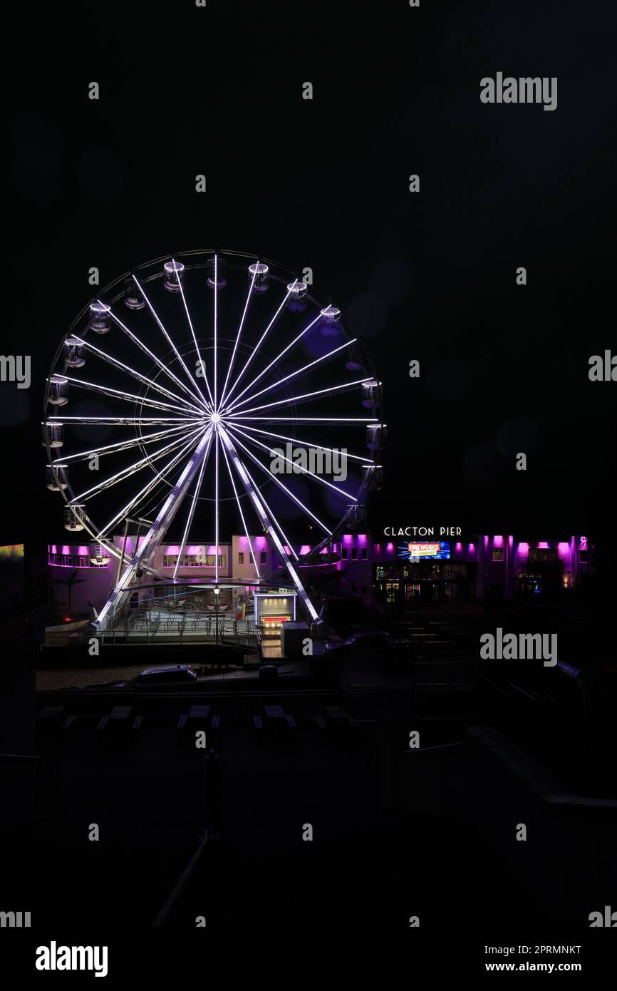 Clacton Pier at night, Clacton-on-Sea, Essex, England, UK Stock Photo ...