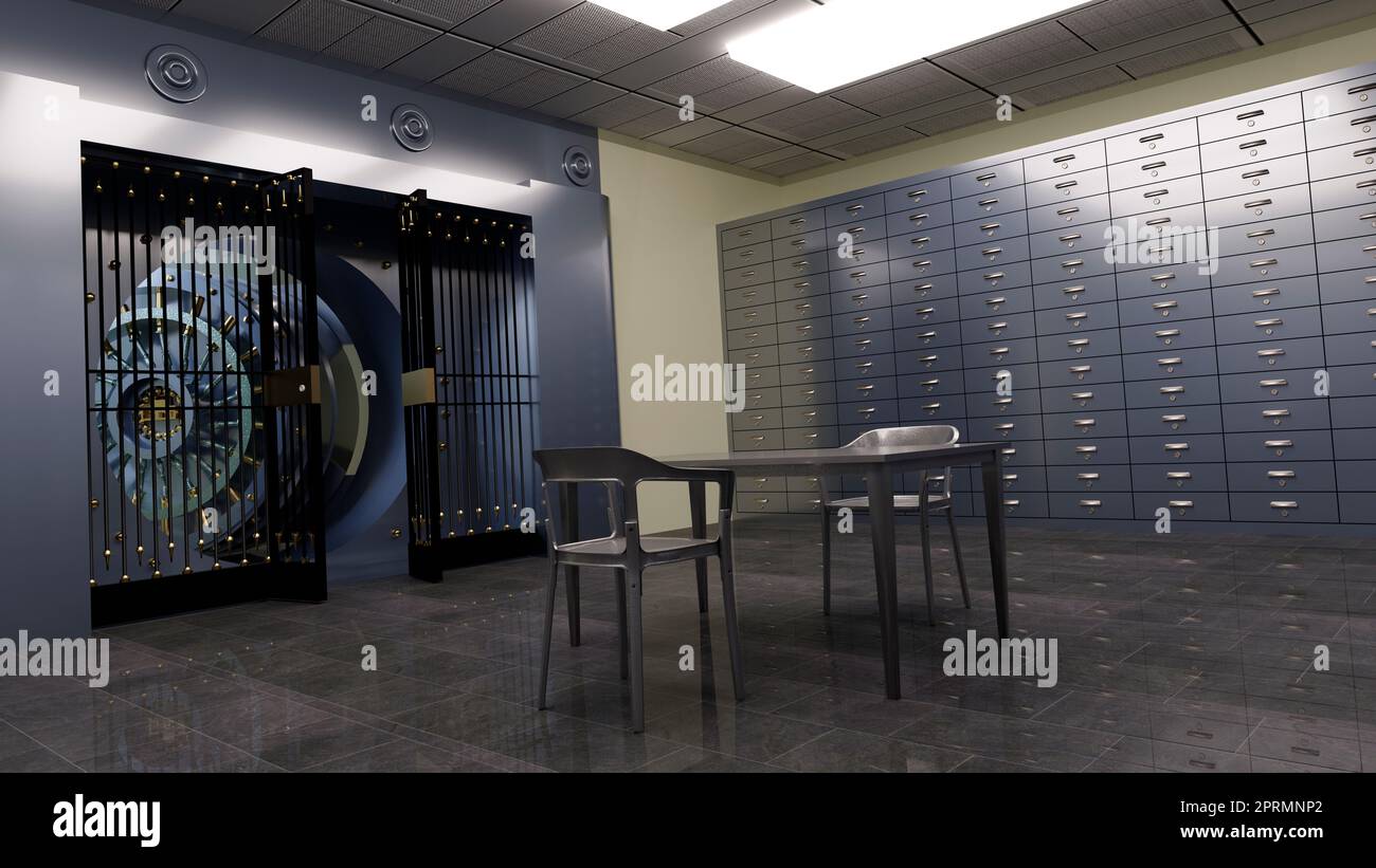 3D rendering of a bank vault safe Stock Photo - Alamy