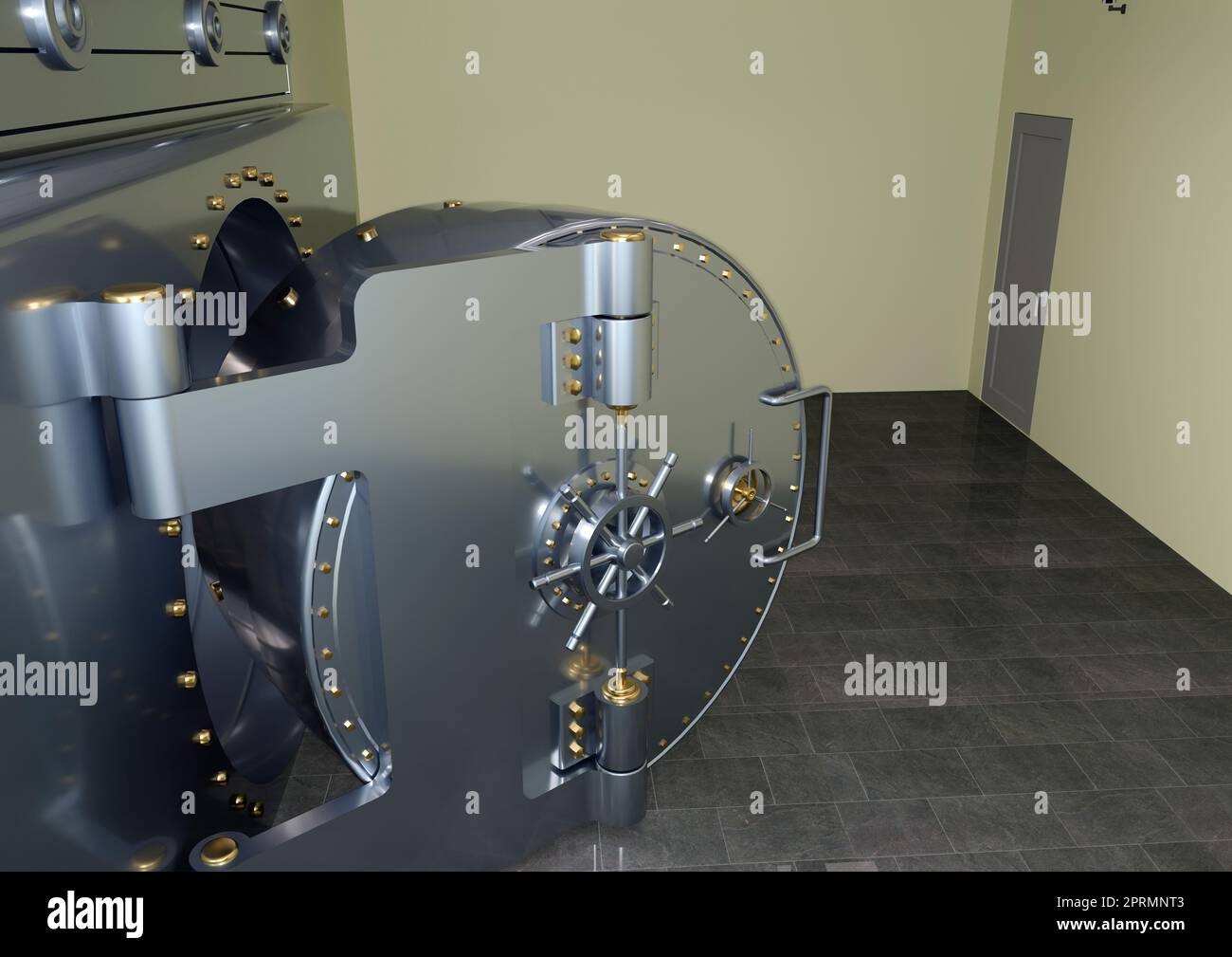 3D rendering of a bank vault safe Stock Photo - Alamy