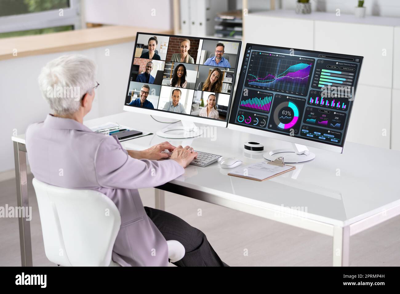 Lady business video conference screen hi-res stock photography and ...