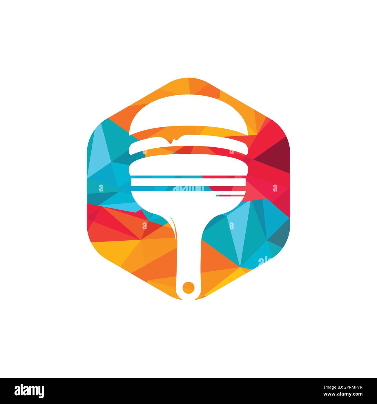 Artistic restaurant and cafe logo design. Burger with paint brush icon ...