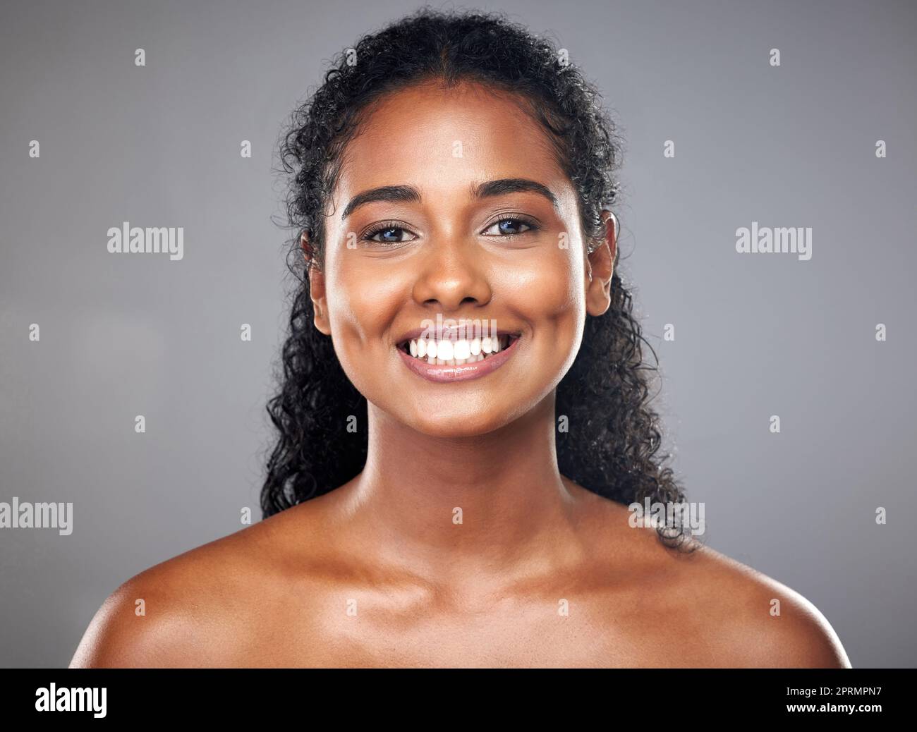 Skincare, model and beauty with black woman in studio for hygiene ...