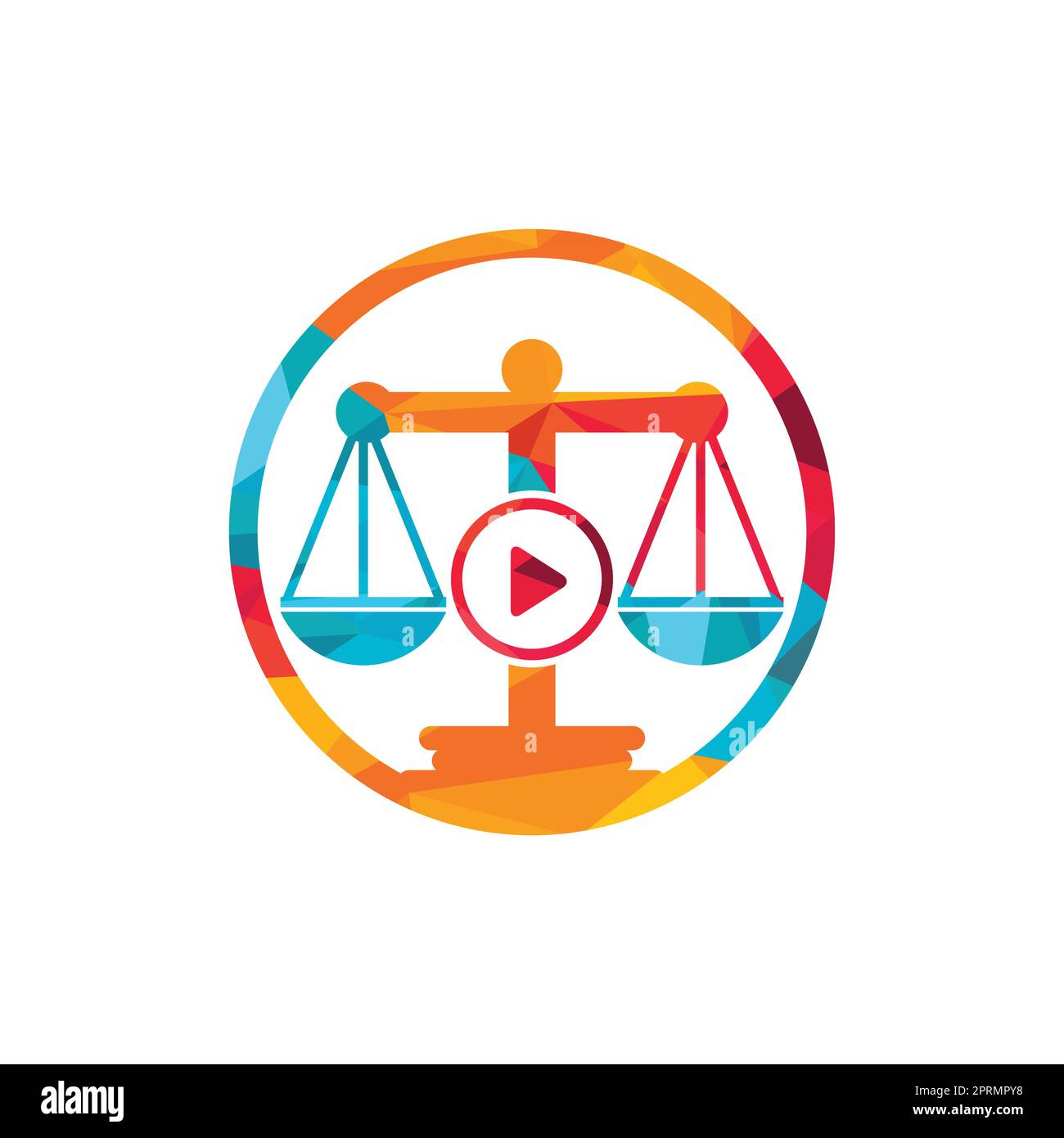 Creative play media law firm vector logo design. Scales and record ...