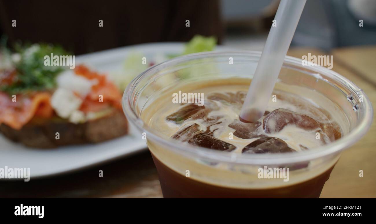 Iced coffee in coffee shop Stock Photo - Alamy