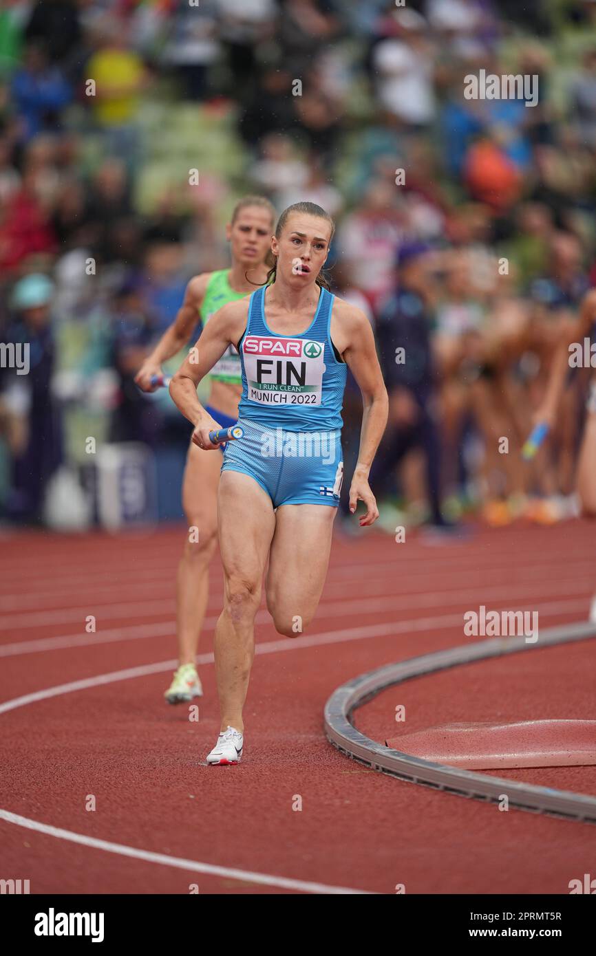 Kristiina HALONEN participating in the 4x400 meters relay of the ...