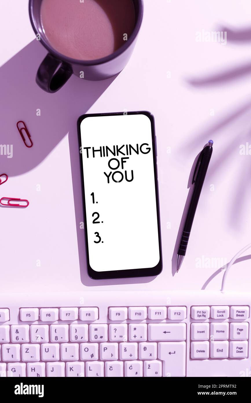 Text caption presenting Thinking Of You. Business overview To have ...