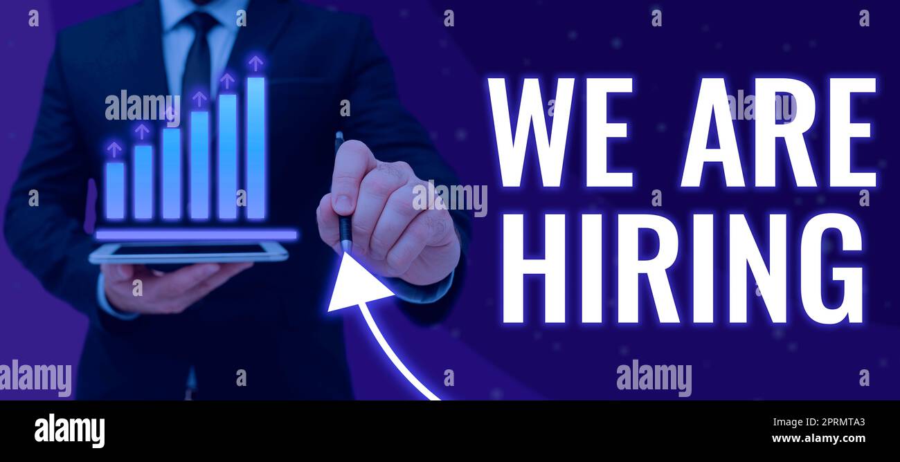 Hand writing sign We Are Hiring. Business showcase Workforce Wanted HR ...