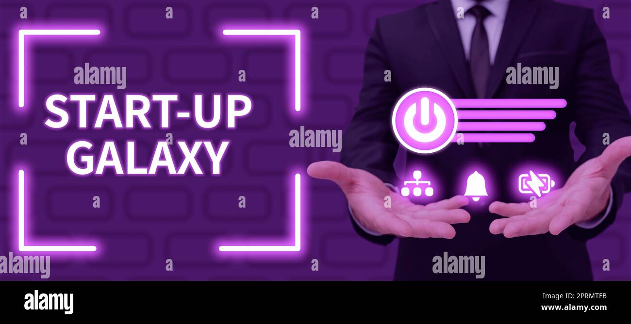 Text caption presenting Start Up Galaxy. Business idea Newly emerged ...