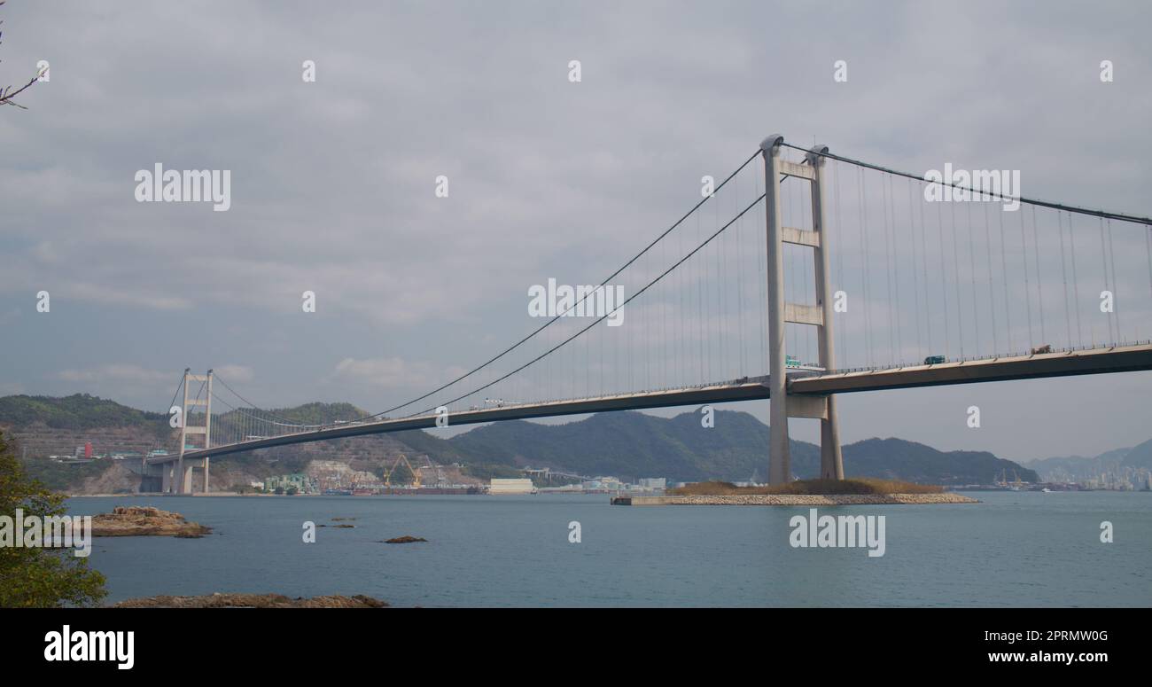 Tsing Ma Suspension bridge in Hong Kong city Stock Photo - Alamy