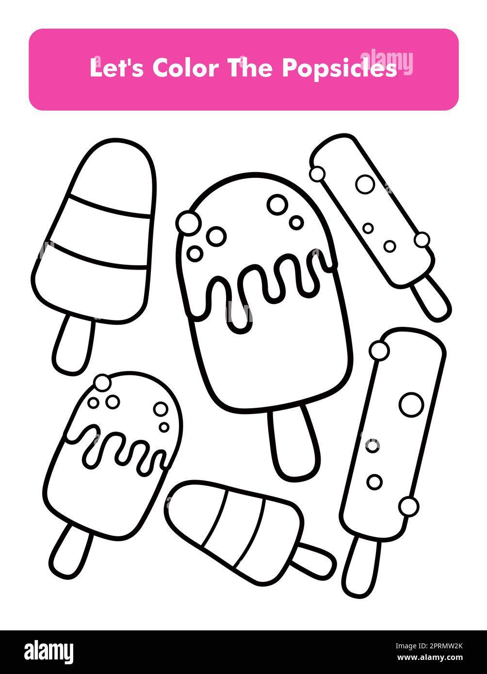 Popsicles Coloring Book Page In Letter Page Size. Children Coloring ...