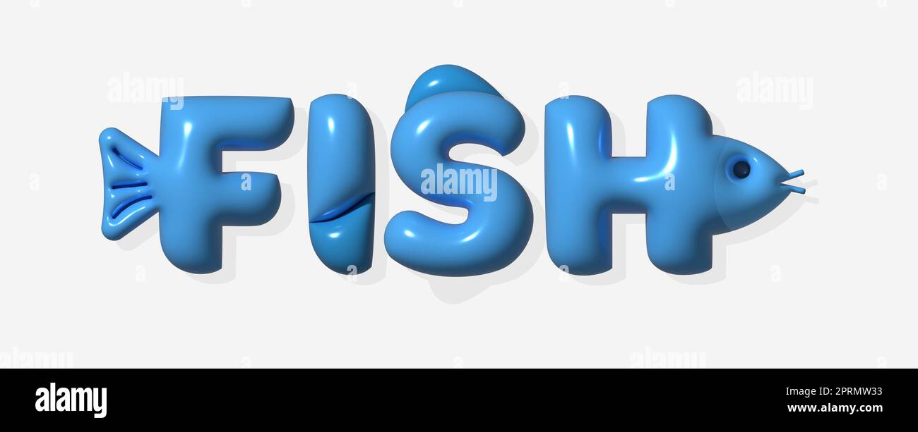 Text stylized as a fish. Stylish design for a brand, label or ...