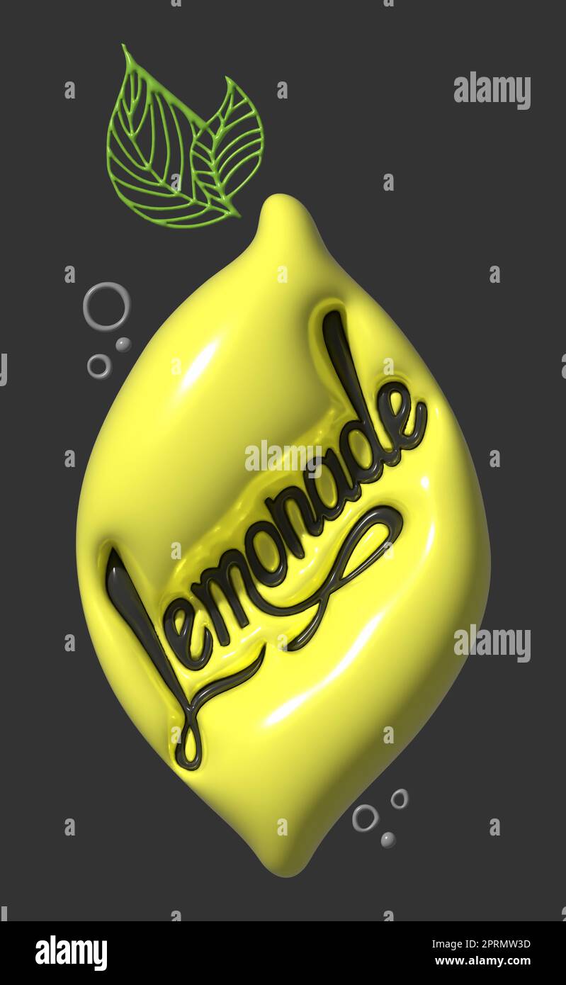 Text LEMONADE stylized as a ripe lemon. Stylish design for a brand ...