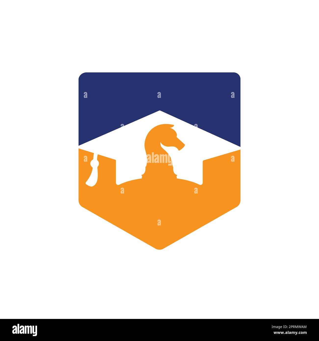 Graduation chess knight vector logo design. Education strategy vector ...