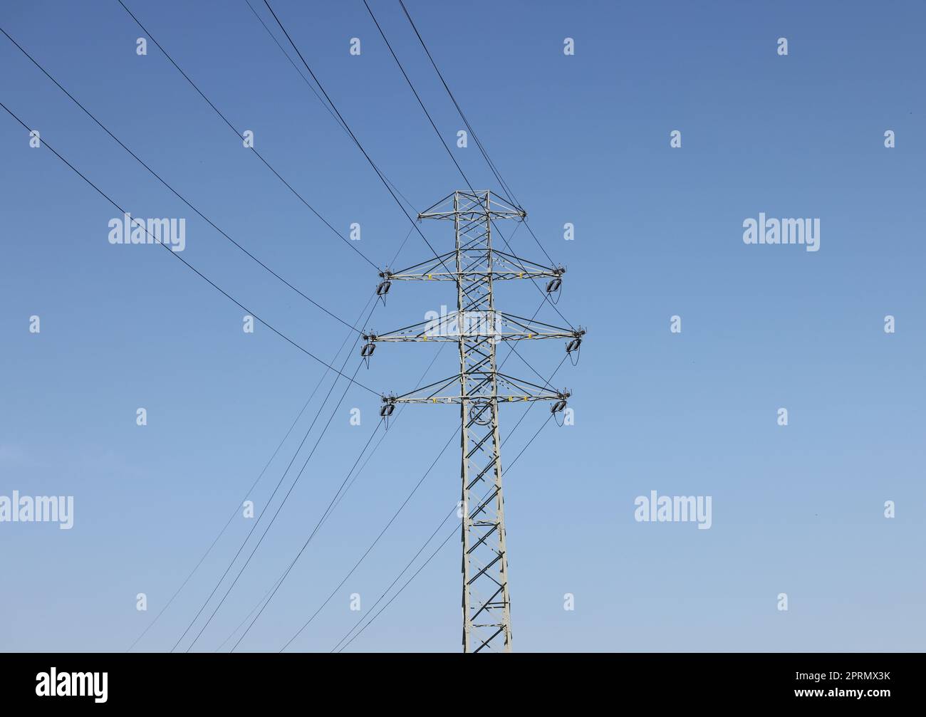 high voltage power pole and lines Stock Photo - Alamy