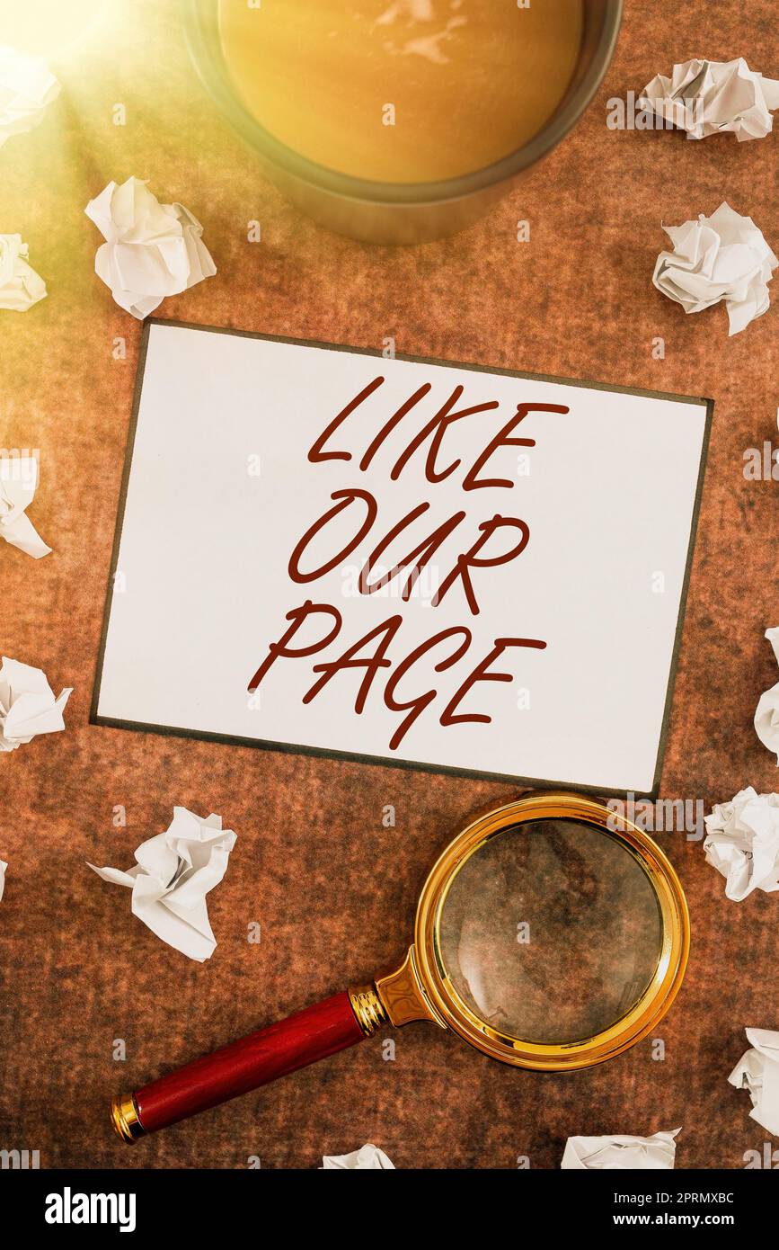 Conceptual caption Like Our Page. Internet Concept Follow us on the ...