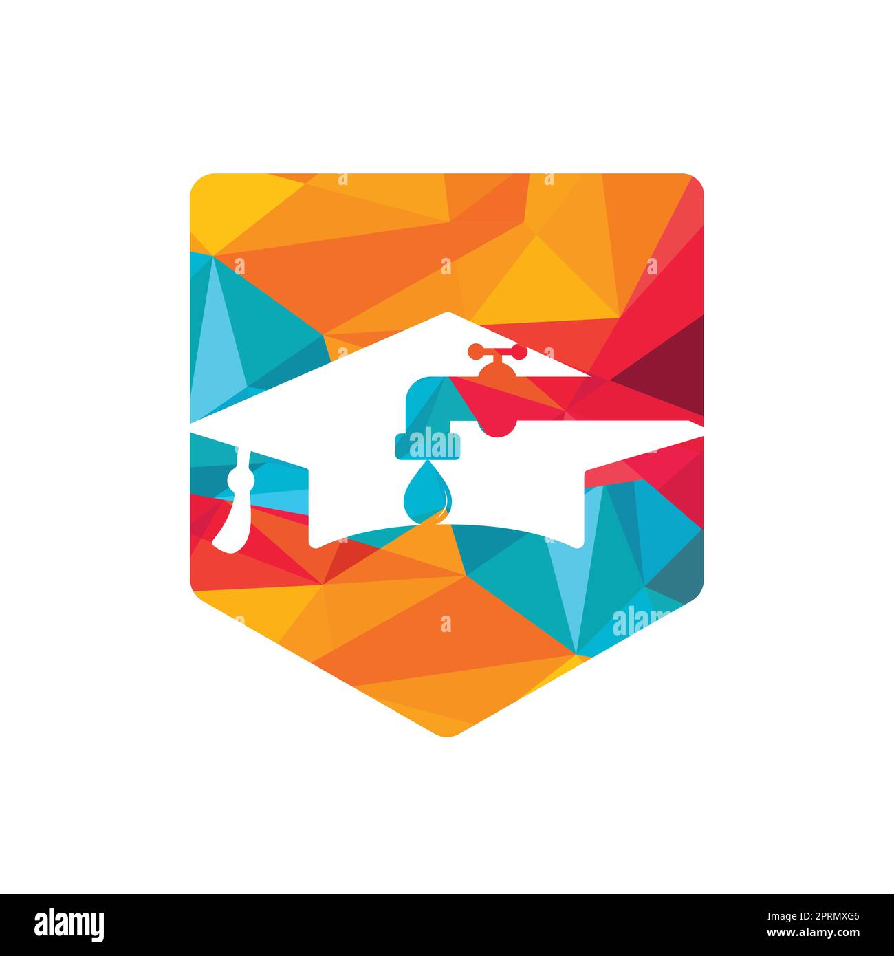 Plumbing services logo design concept. Faucet and graduation cap icon ...