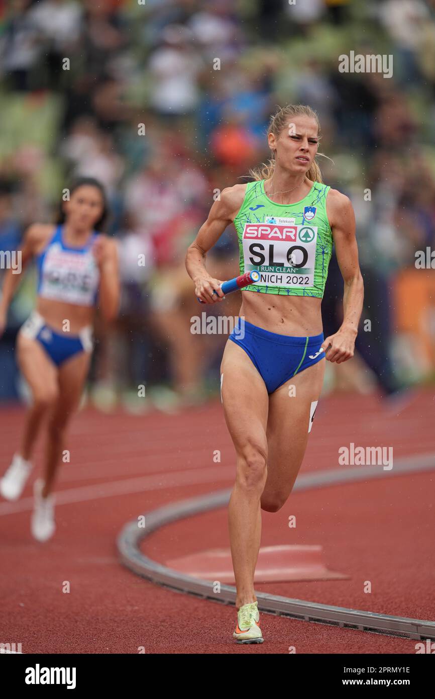 Anita Horvat participating in the 4x400 meters relay of the European ...