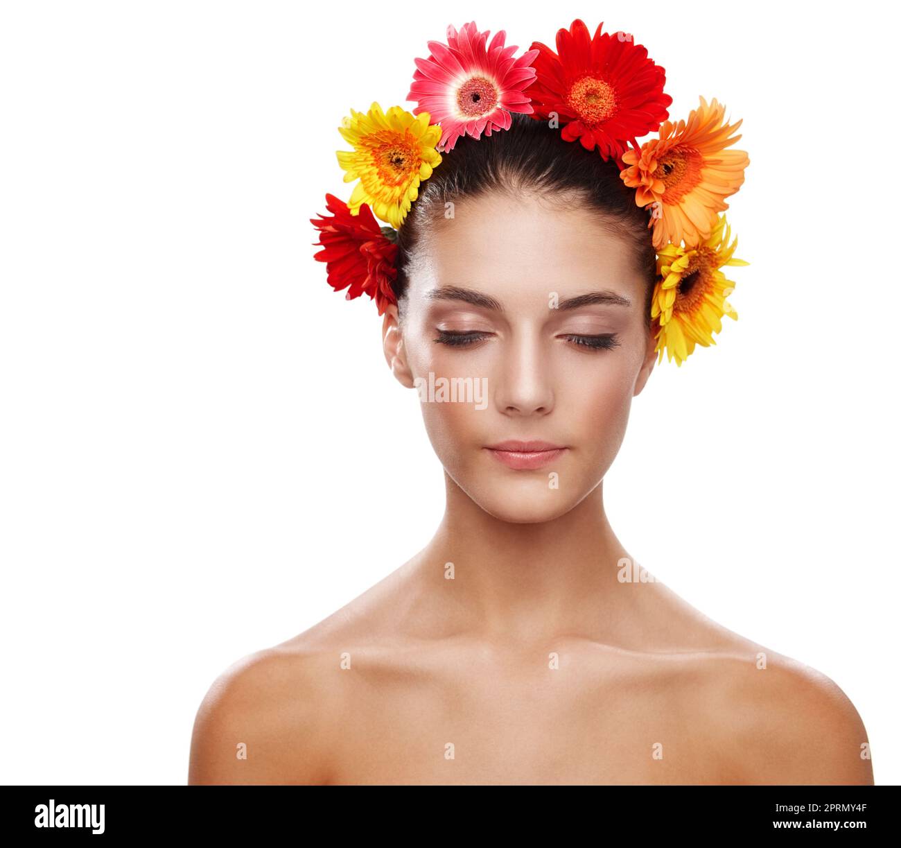 Woman wearing flowers crown hi-res stock photography and images - Alamy