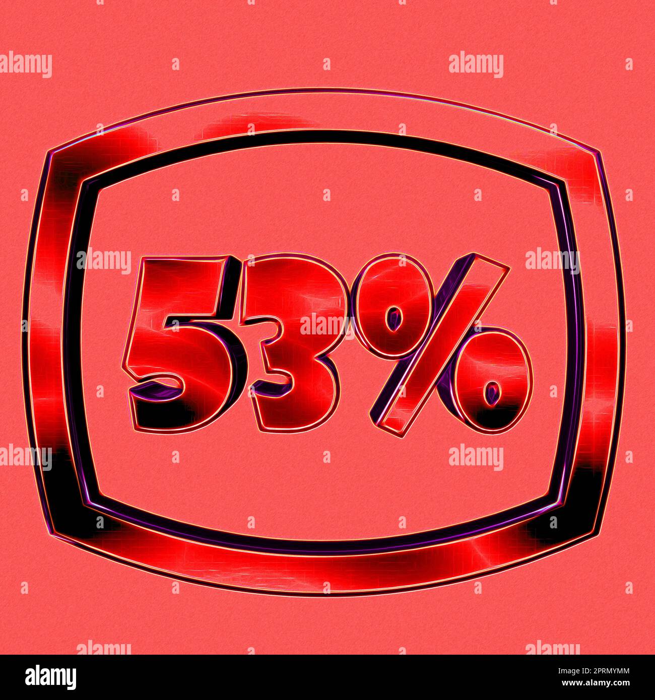 53%, 53 percent as a 3D illustration, 3D rendering Stock Photo - Alamy