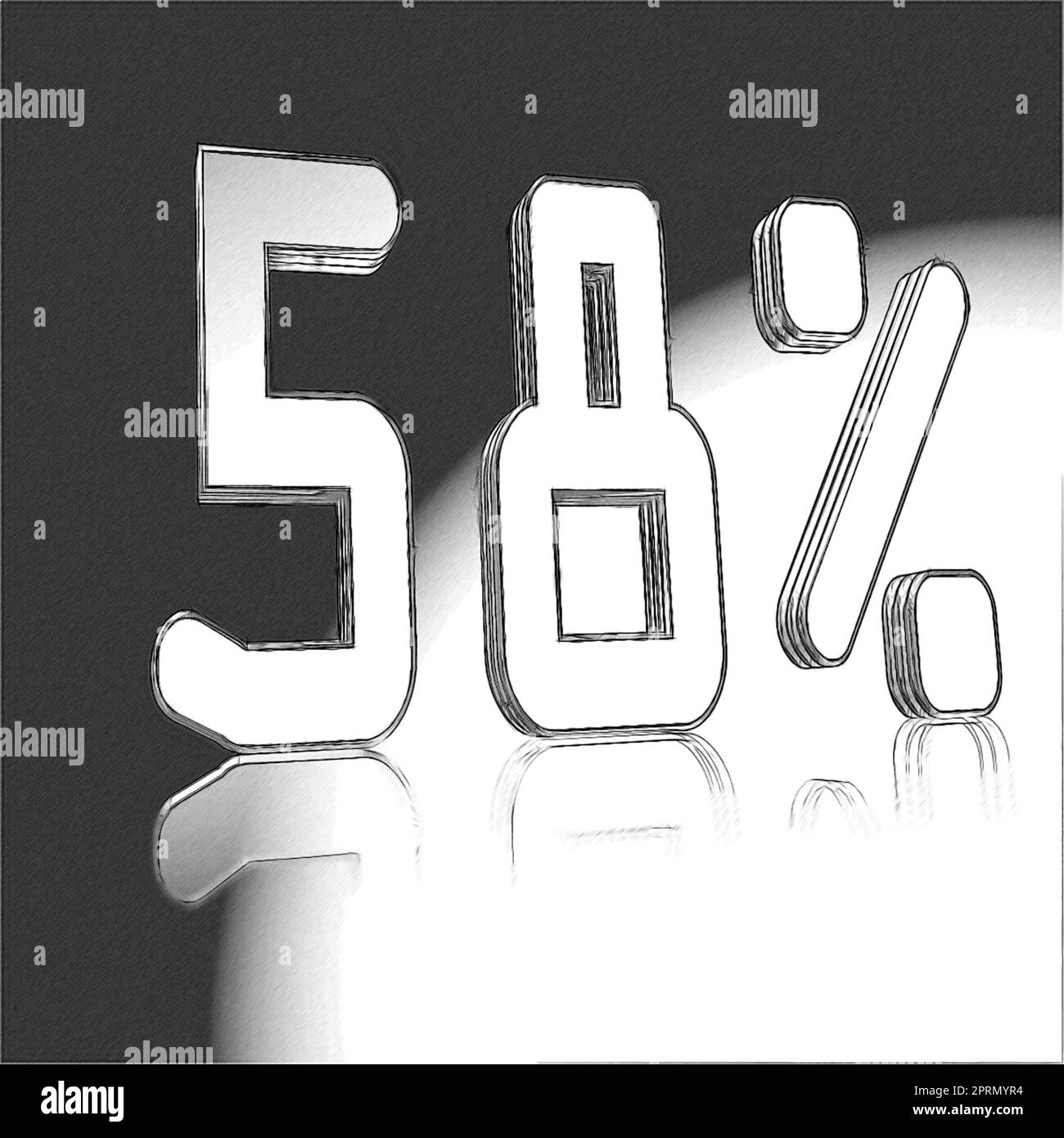 58%, 58 percent as a 3D illustration, 3D rendering Stock Photo - Alamy