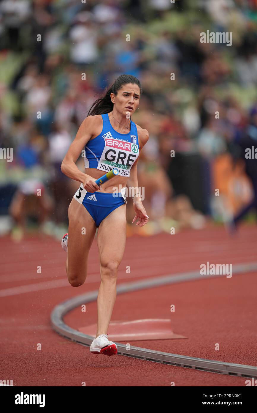 Dimitra Gnafaki participating in the 4x400 meters relay of the European ...