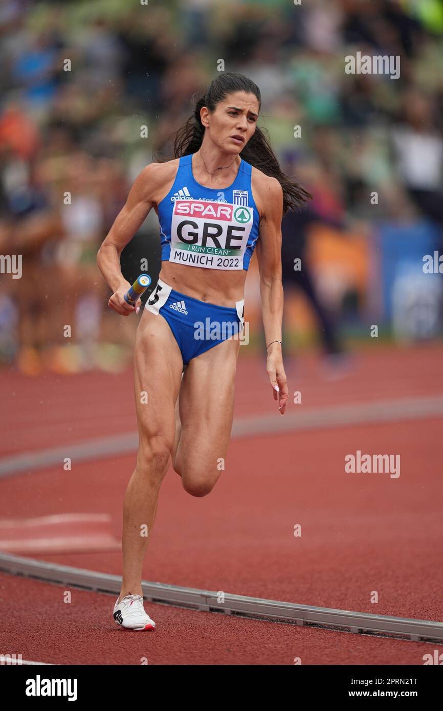 Dimitra Gnafaki participating in the 4x400 meters relay of the European ...