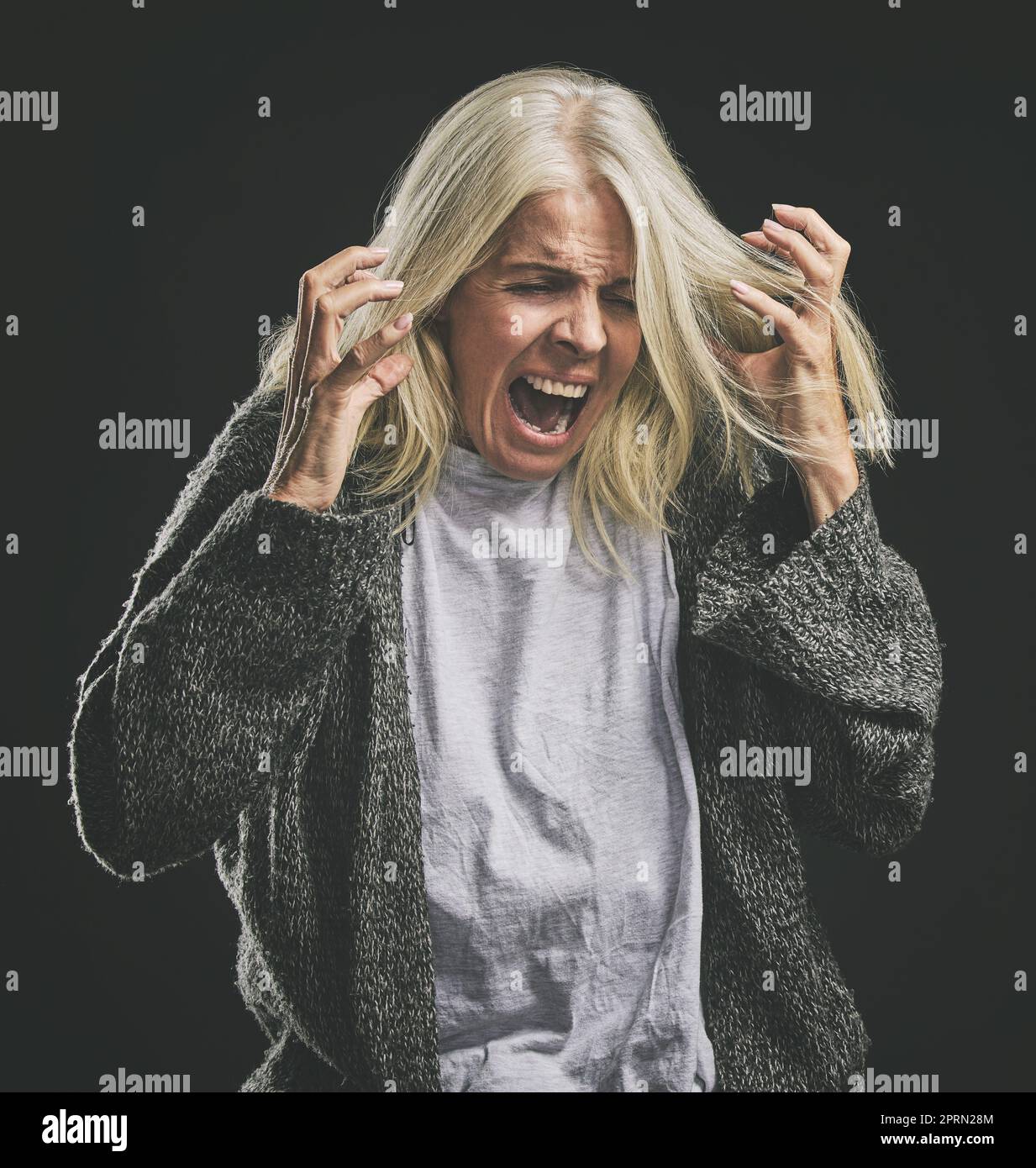 Elderly woman angry shouting hi-res stock photography and images - Alamy