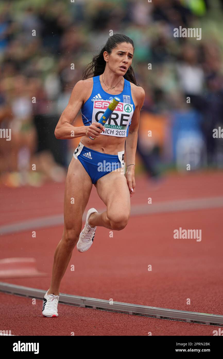 Dimitra Gnafaki participating in the 4x400 meters relay of the European ...