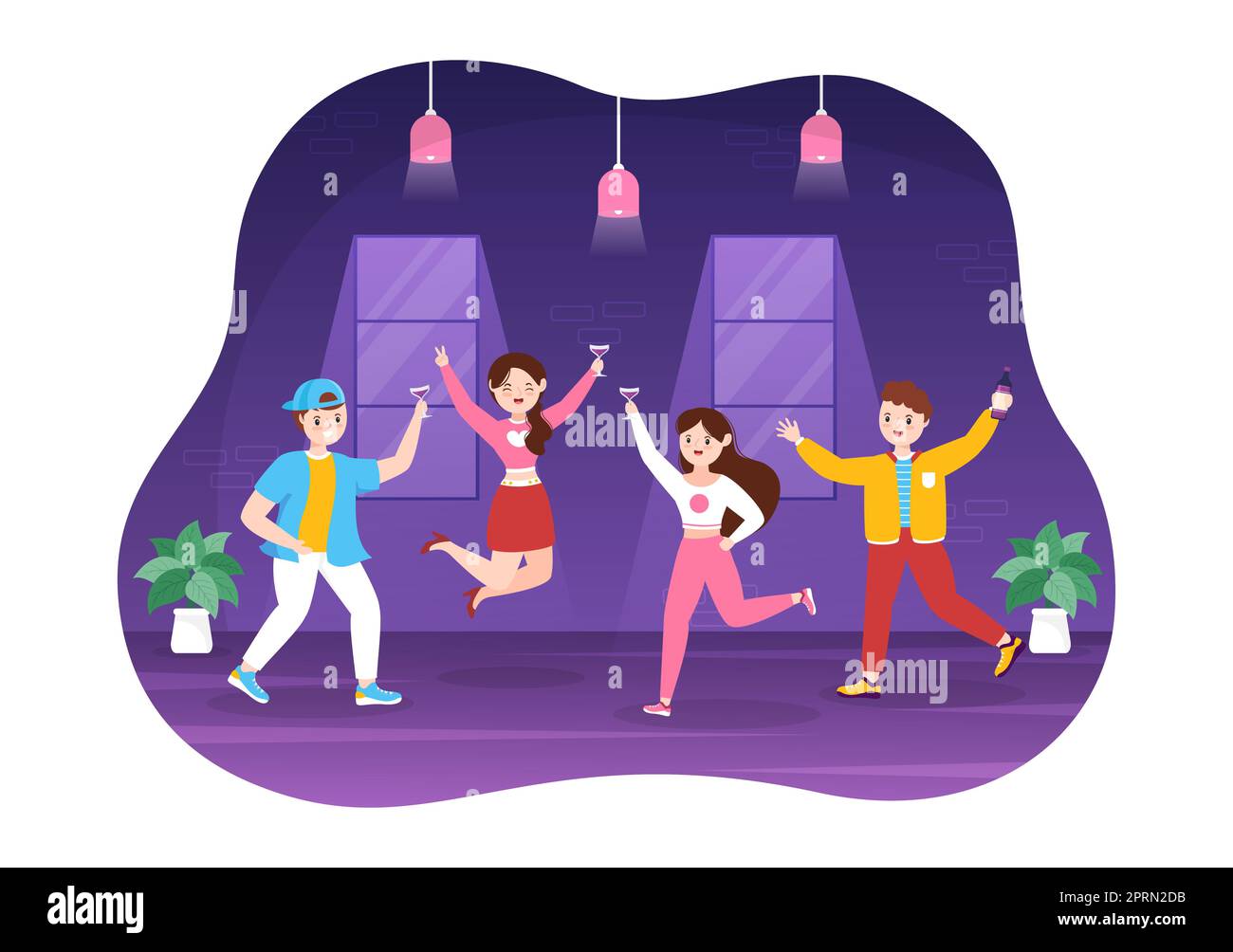 Wine Party Template Hand Drawn Cartoon Flat Illustration with People ...