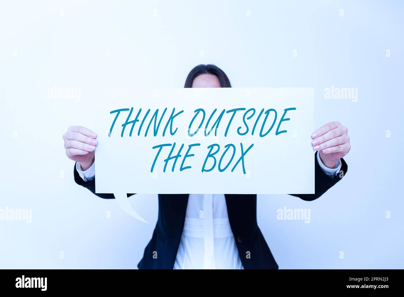 Text caption presenting Think Outside The BoxBe unique different ideas ...