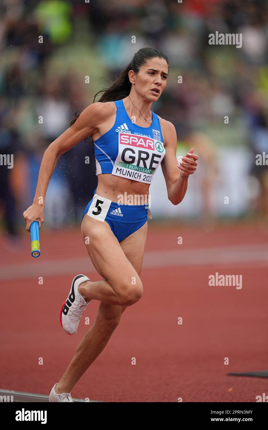 Dimitra Gnafaki participating in the 4x400 meters relay of the European ...