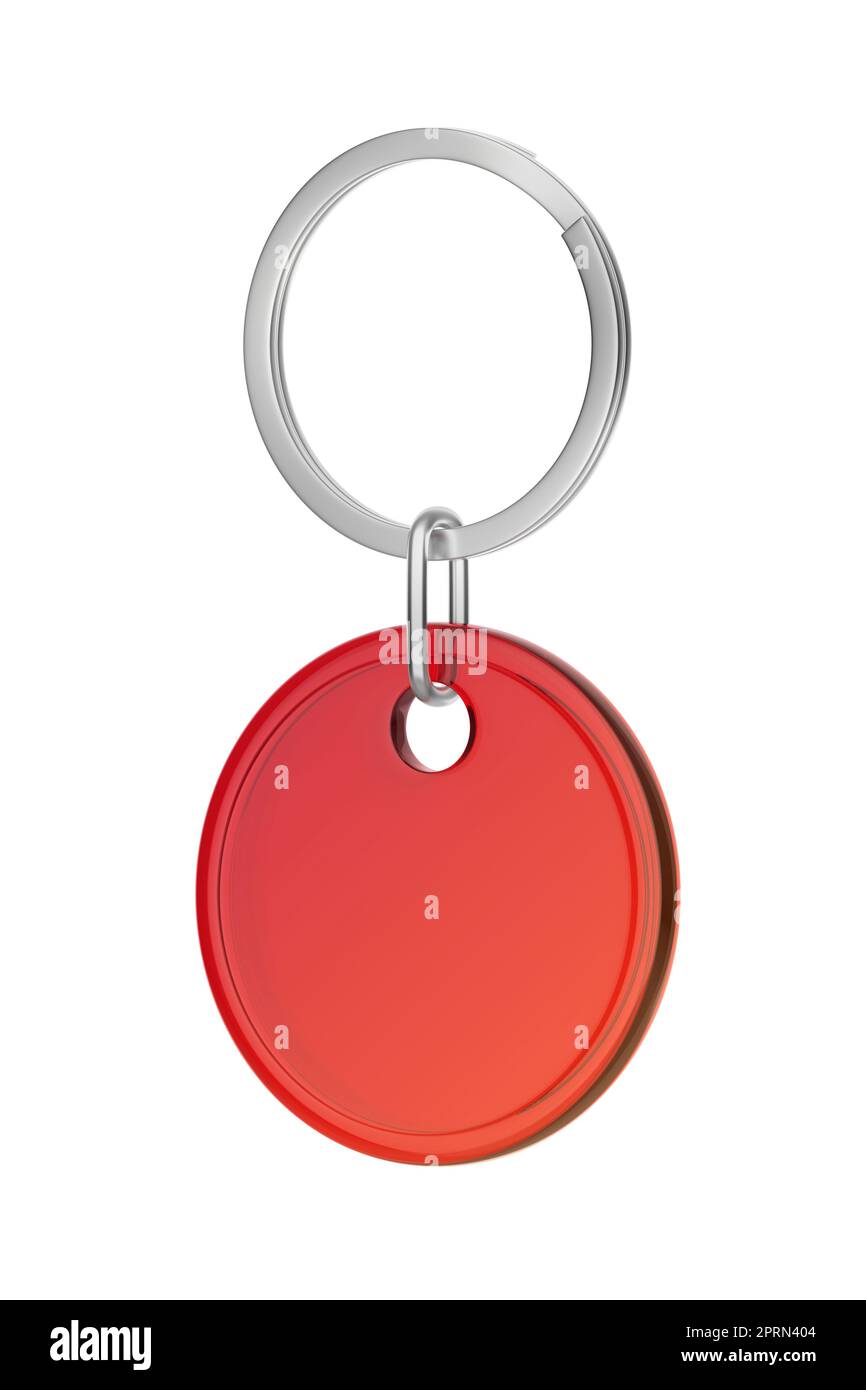 Round plastic keychain isolated on white background Stock Photo - Alamy