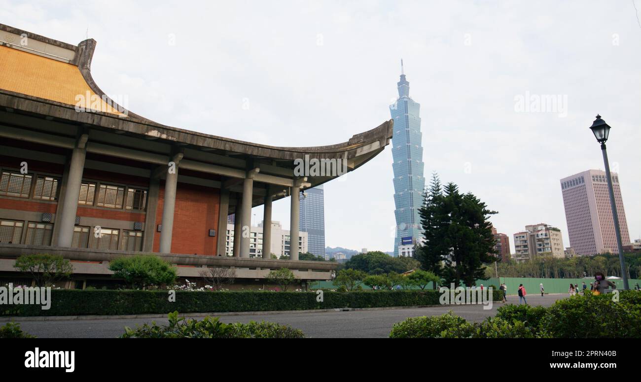 Taipei, Taiwan 12 March 2022: Taipei 101 city landmark in Sun Yat Sen ...