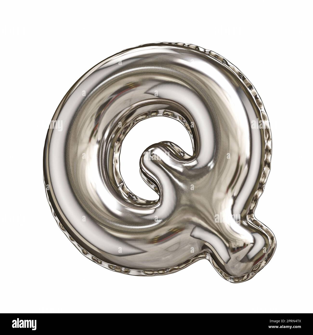 Silver foil balloon font letter Q 3D rendering illustration isolated on ...