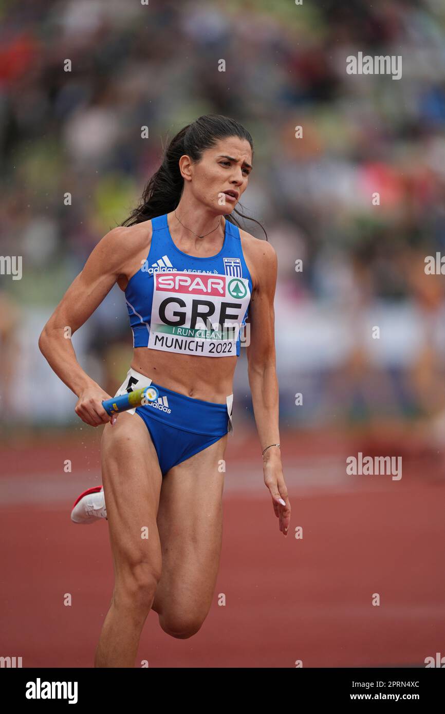 Dimitra Gnafaki participating in the 4x400 meters relay of the European ...
