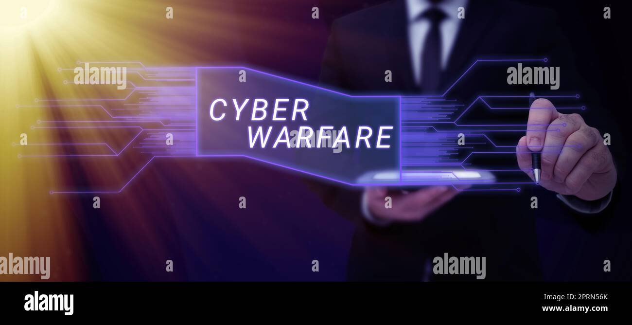 Inspiration showing sign Cyber Warfare, Concept meaning Virtual War ...