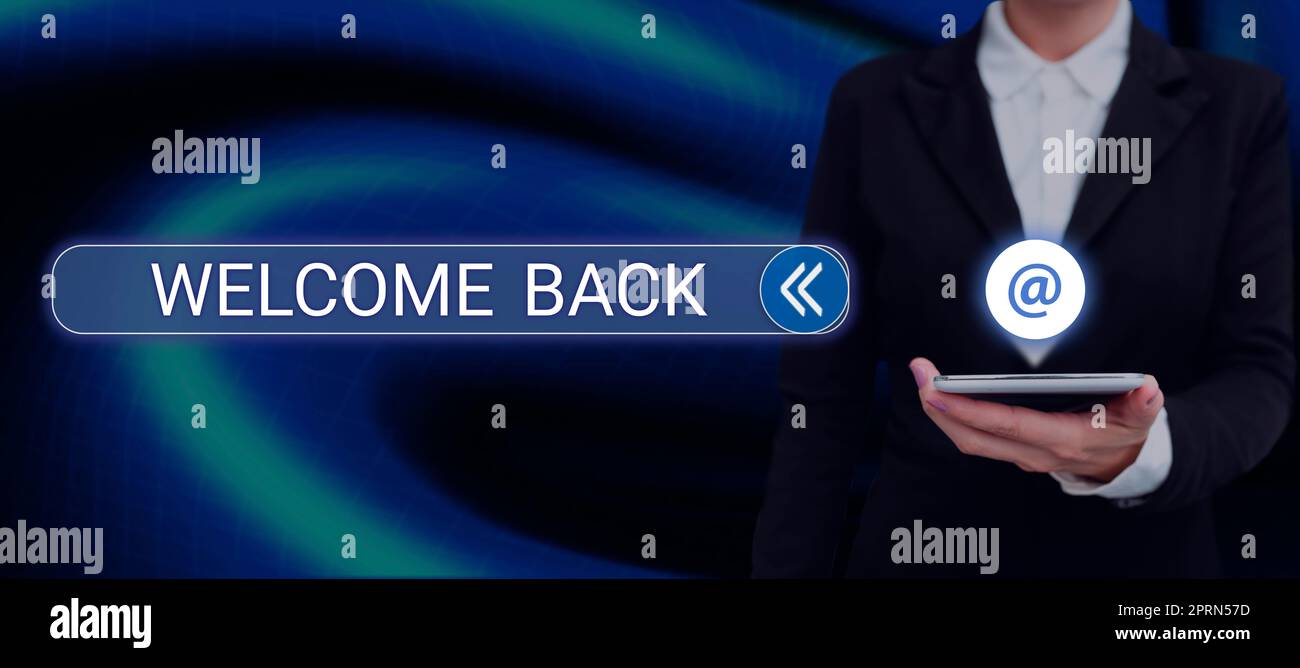 Handwriting text Welcome Back, Word for Warm Greetings Arrived Repeat ...